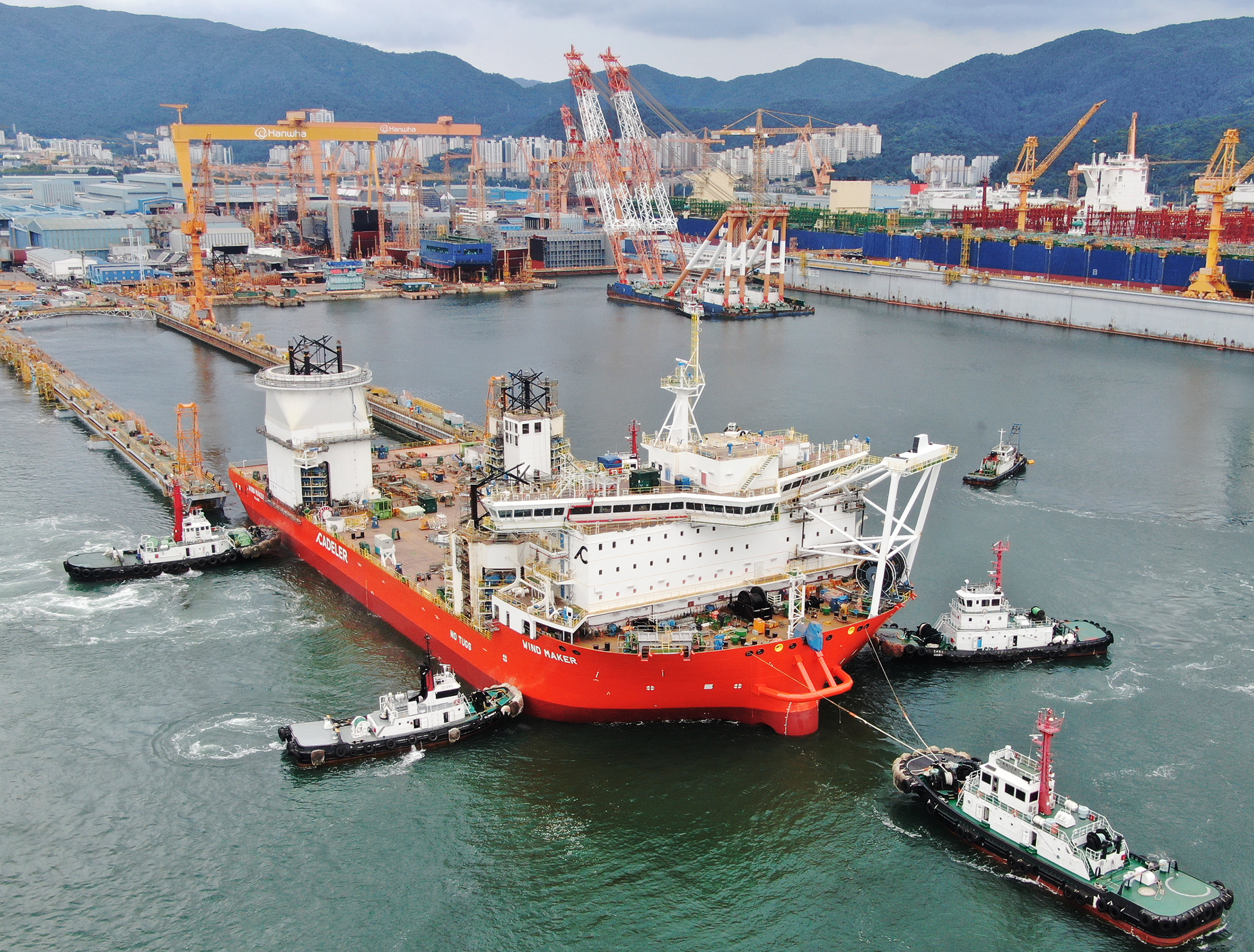 Hanwha Ocean launches large offshore wind power installation vessel