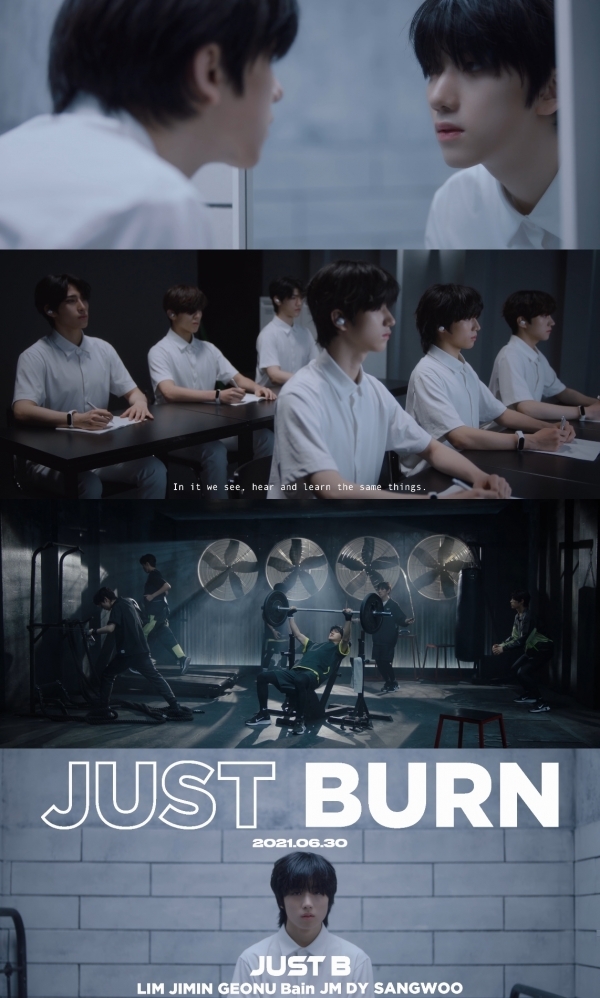 6인조 신인 JUST B, 'JUST BURN' 트레일러 영상에 완전체 첫 등장...SF영화 비주얼